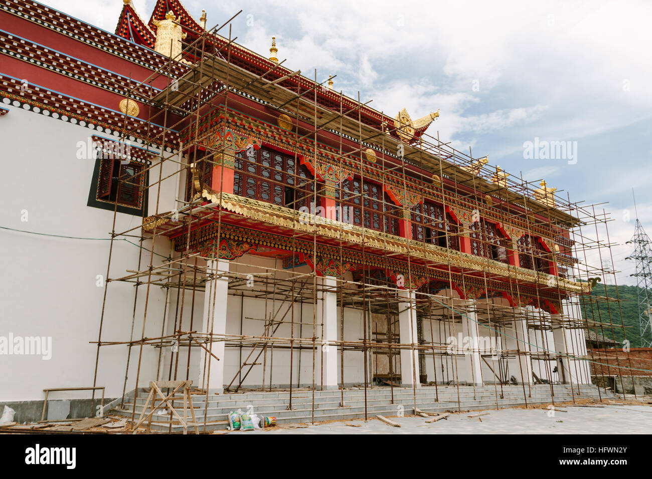 Kangding, Sichuan province, China - The view of Namo monastery, a ...
