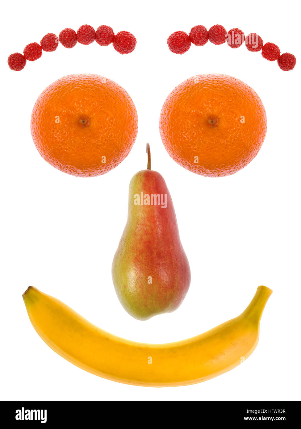 Funny face made from fruit isolated on white Stock Photo - Alamy