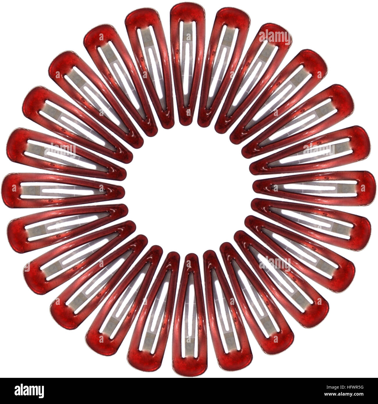 red hair clips in a circle isolated on white Stock Photo - Alamy