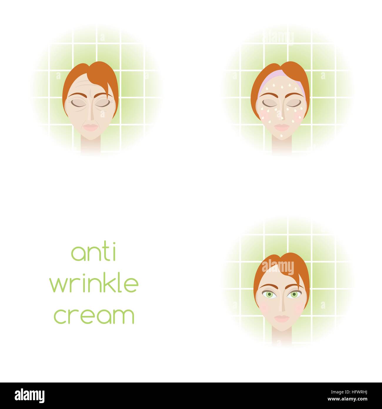 Illustration of face care - using anti-wrinkle cream Stock Vector Image ...