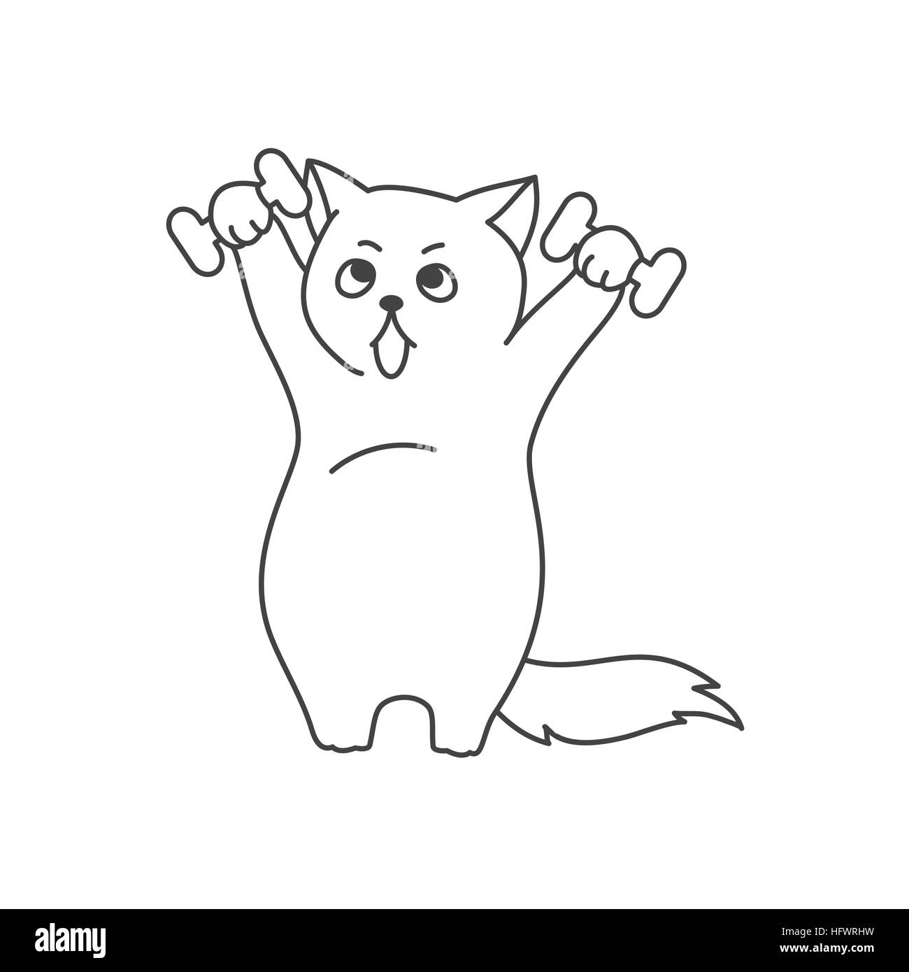 Cute cat character is exercising with dumbbells Stock Vector Image ...