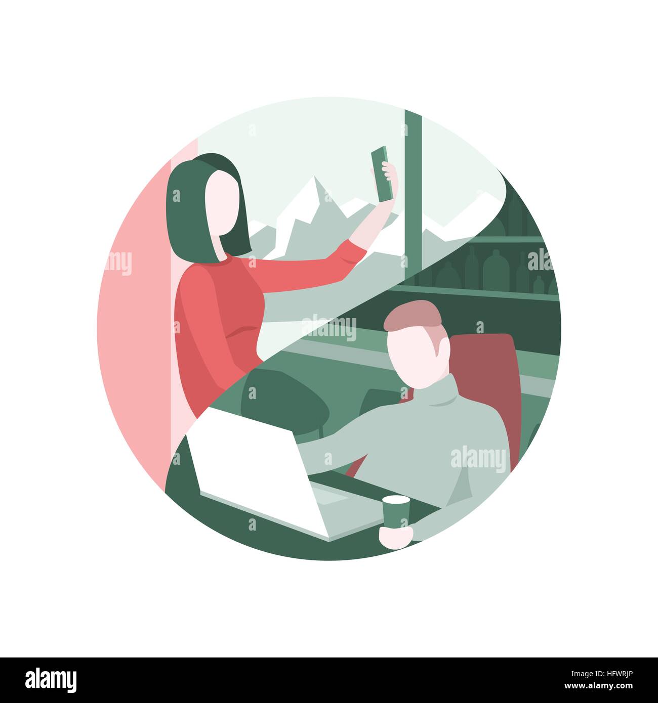 Couple communicating via modern technologies. Long-distance ...