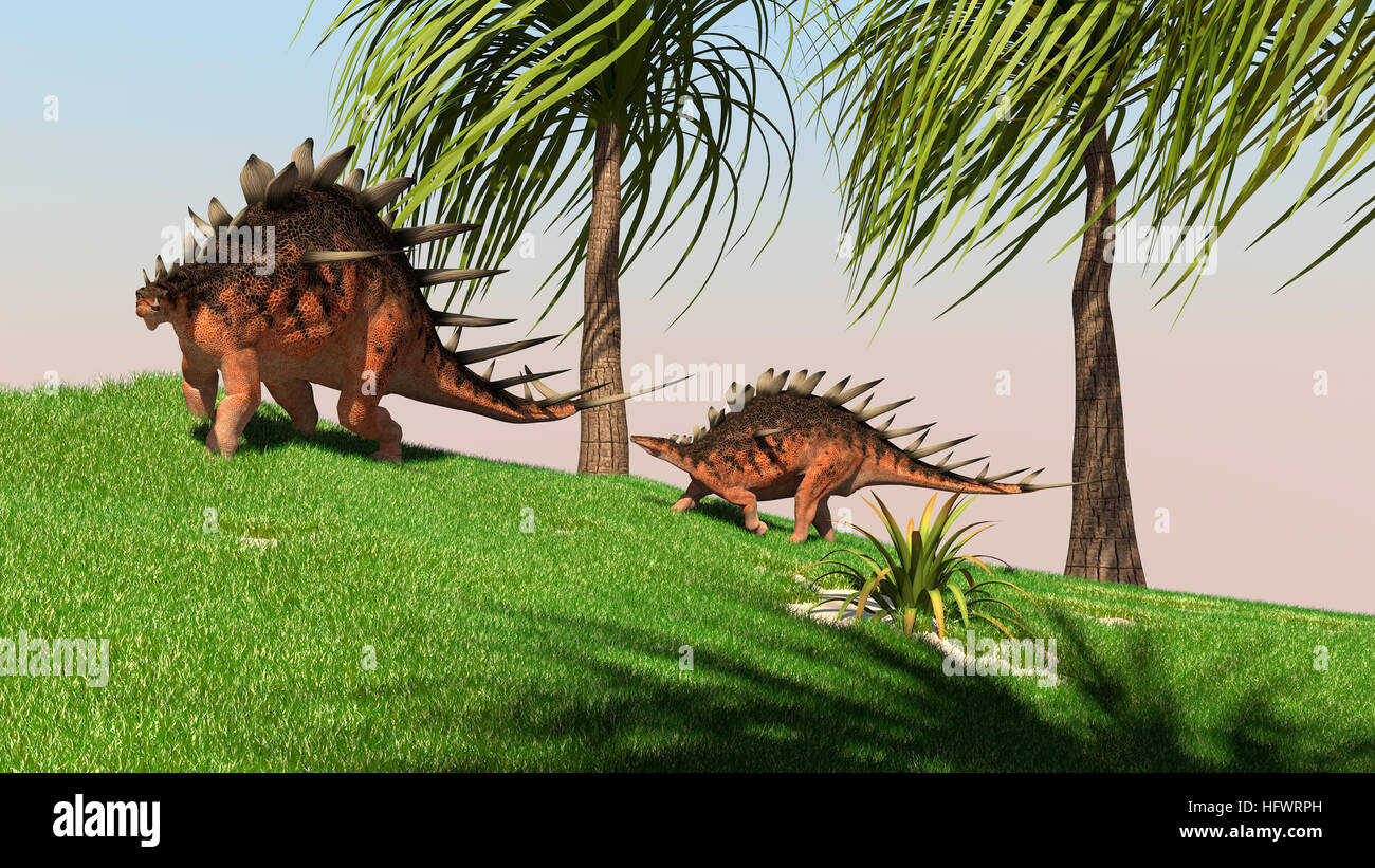 3d rendering of the walking kentrosaurus Stock Photo - Alamy