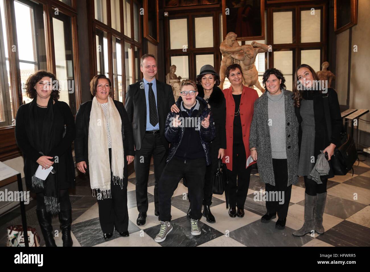 First Lady of Italy Agnese Landini joins visitors to the Uffizi Gallery ...