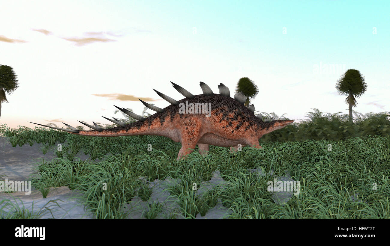 3d rendering of the walking kentrosaurus Stock Photo - Alamy