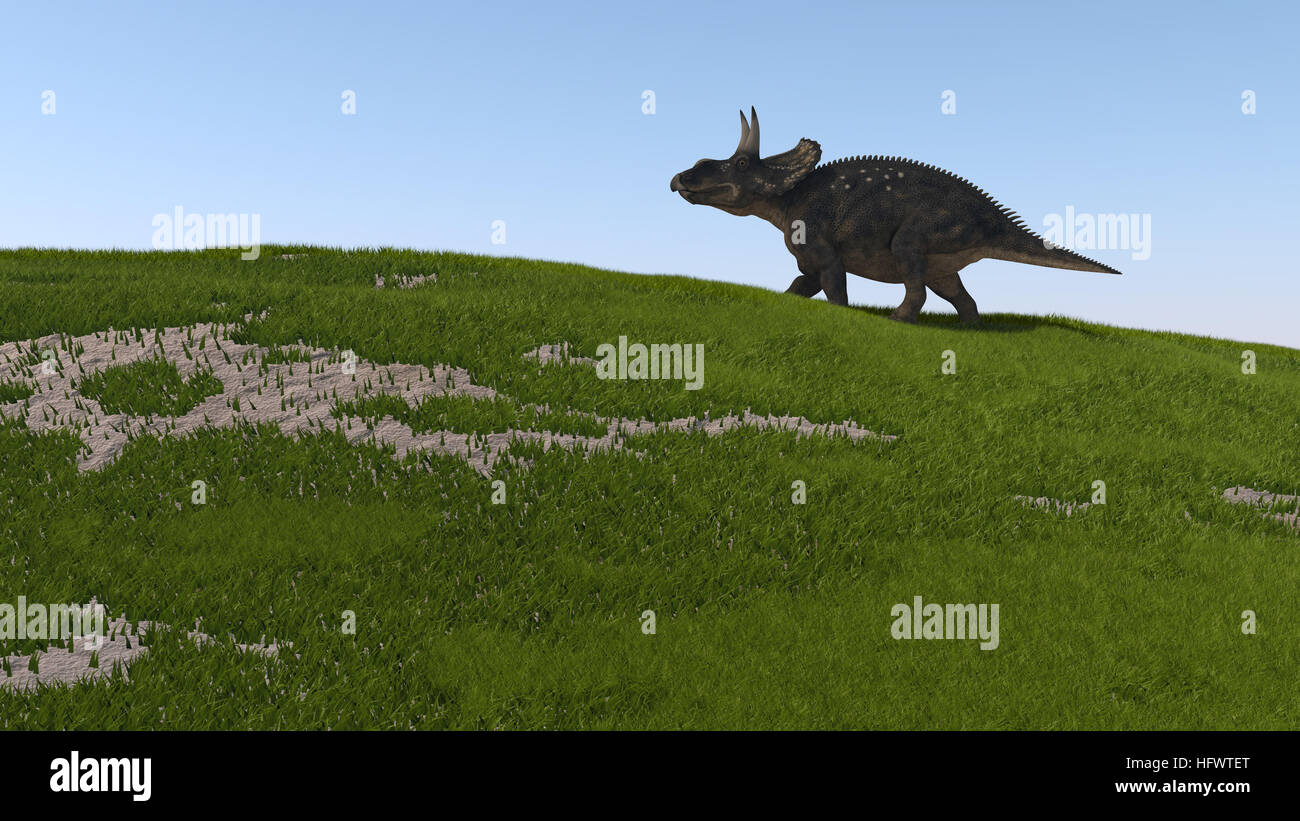 3d rendering of the walking diceratops Stock Photo - Alamy