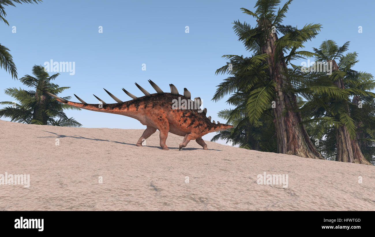3d rendering of the walking kentrosaurus Stock Photo - Alamy