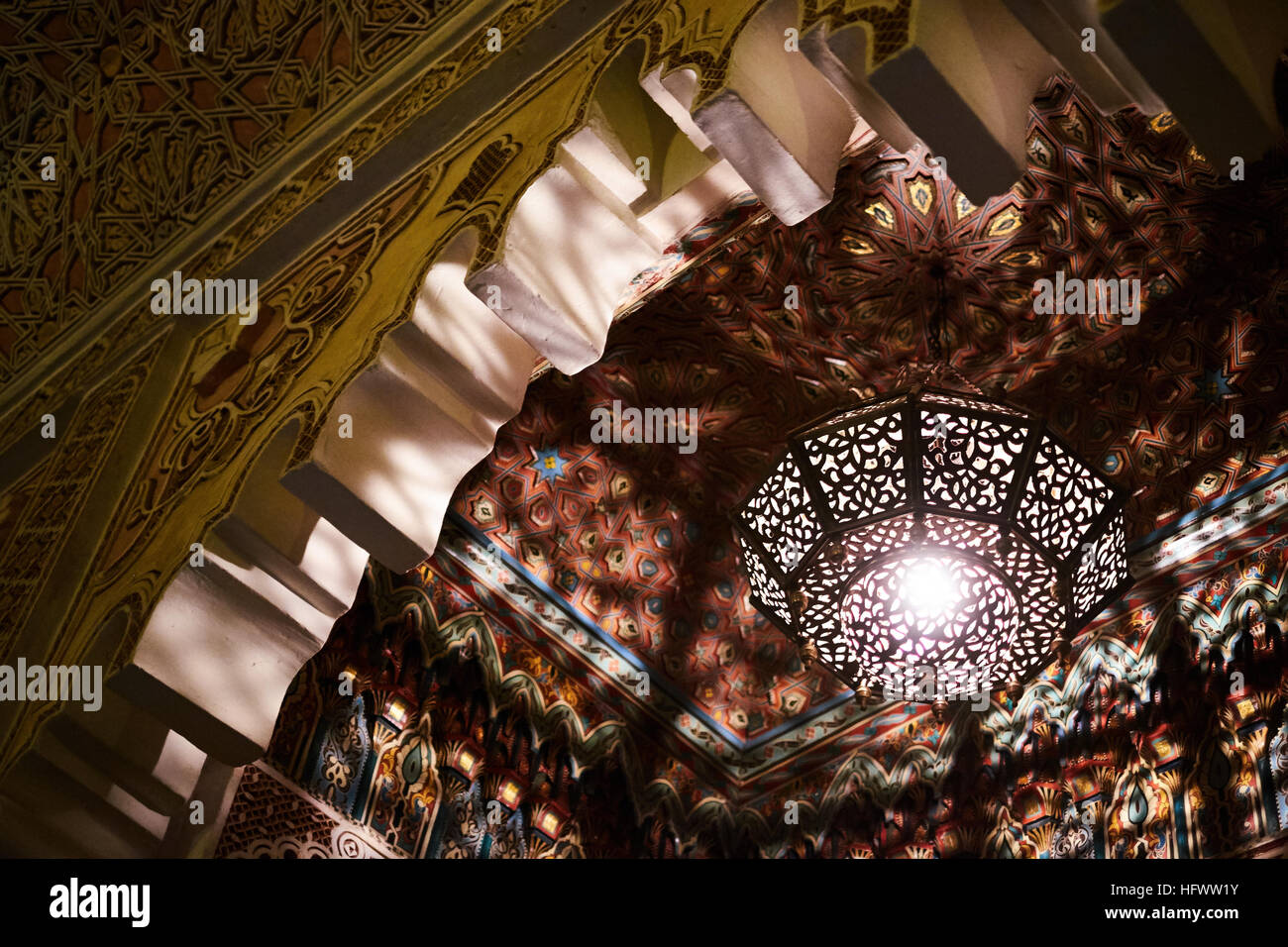Islamic architectural detail on roof and walls including a lampshade in ...