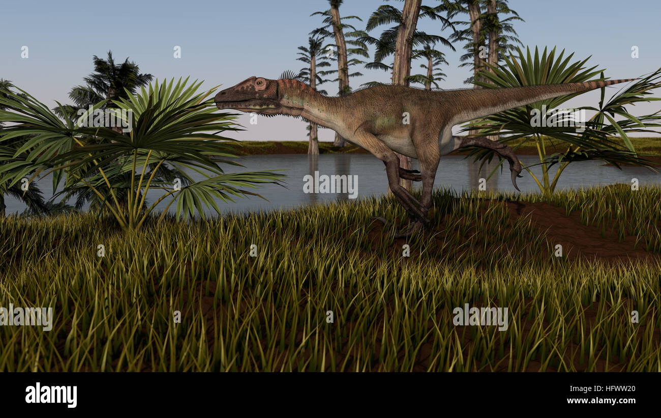 3d rendering of the running utahraptor Stock Photo - Alamy