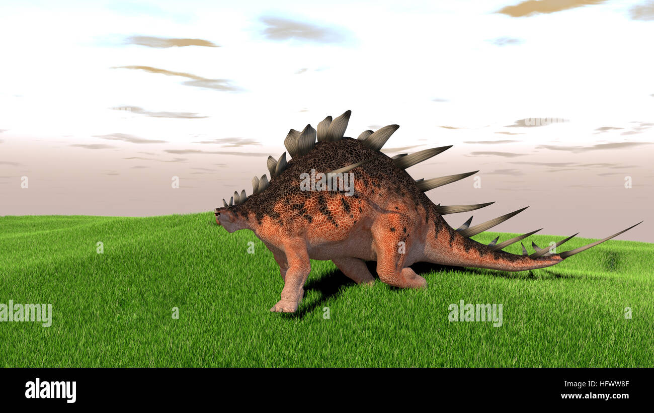 3d illustration of the walking kentrosaurus Stock Photo - Alamy