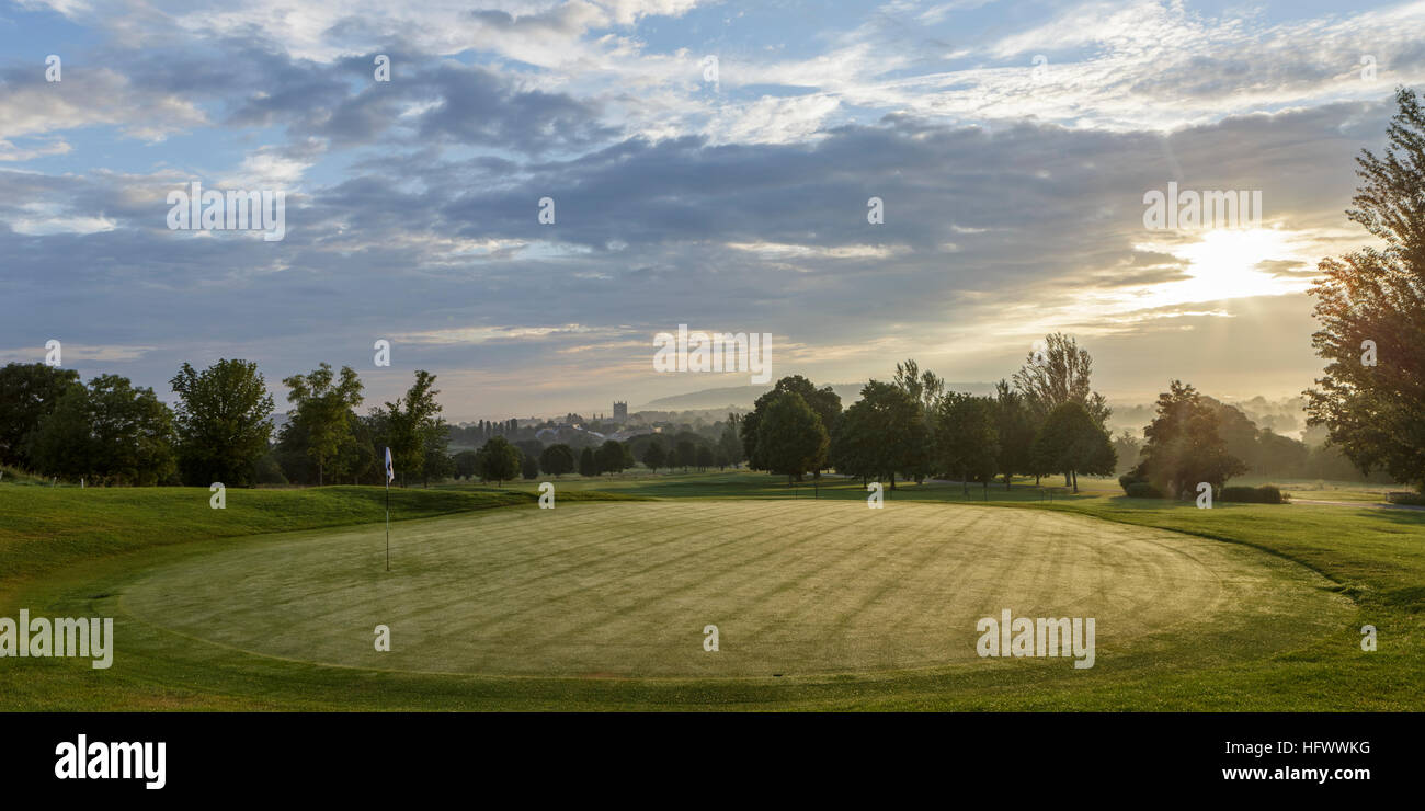 Dawn view across golf course in Gloucestershire Stock Photo - Alamy