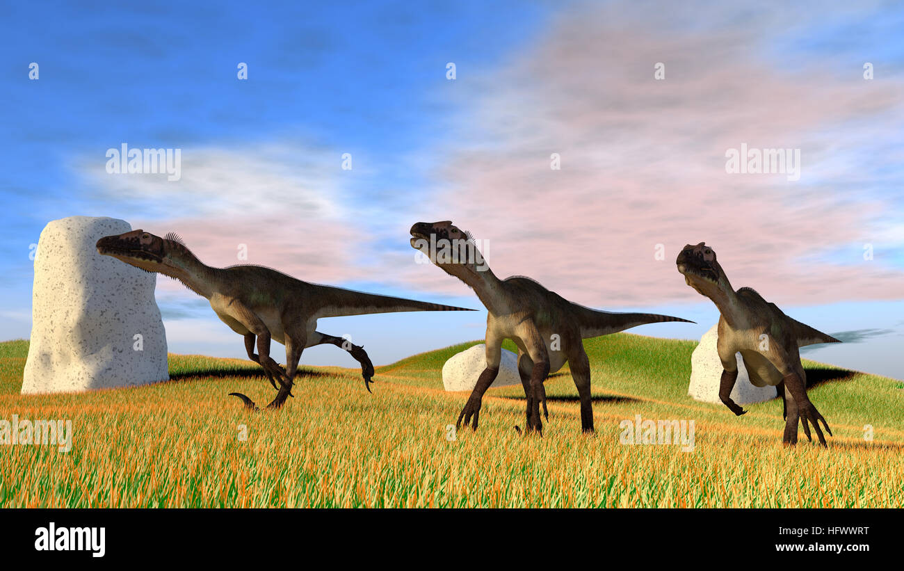 3d illustration of the hunting utahraptor dinosaurus Stock Photo - Alamy