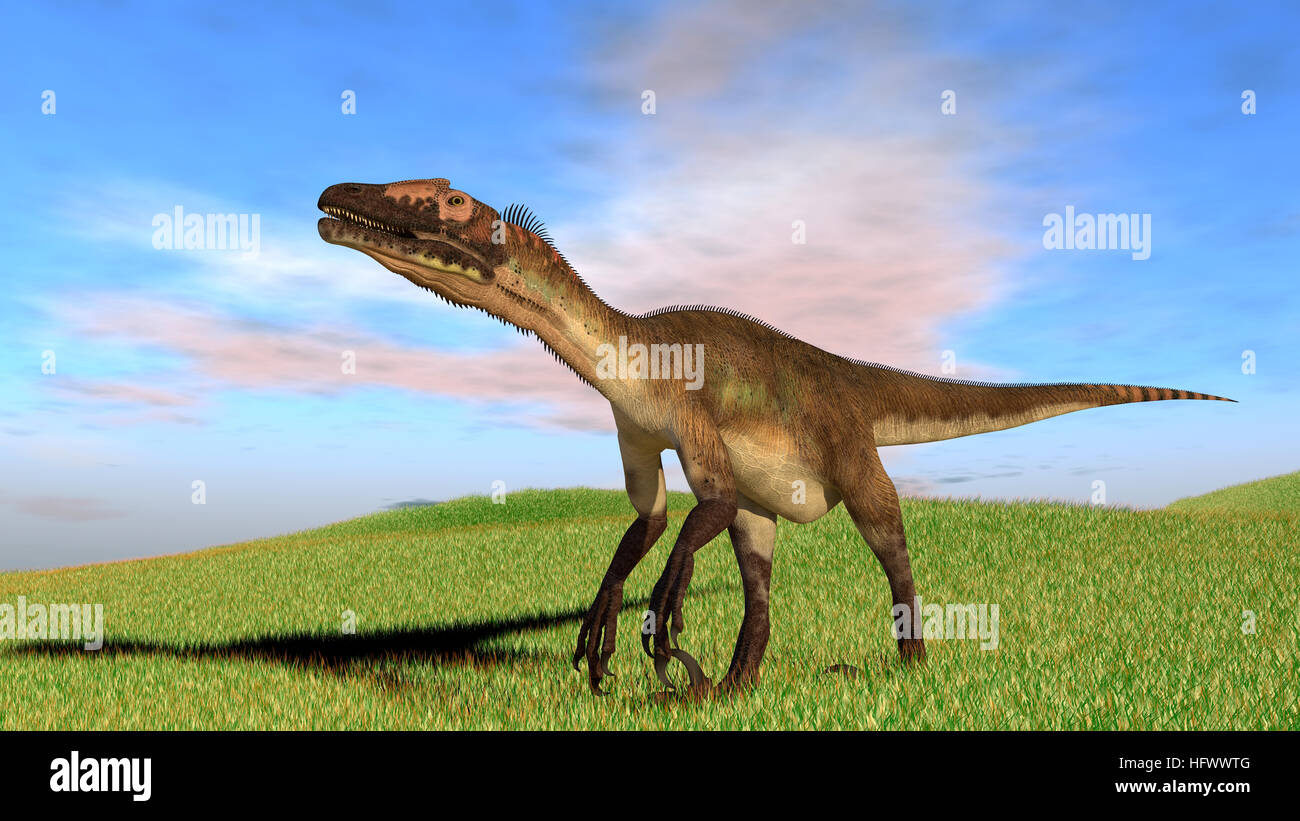 3d illustration of the hunting utahraptor dinosaurus Stock Photo - Alamy