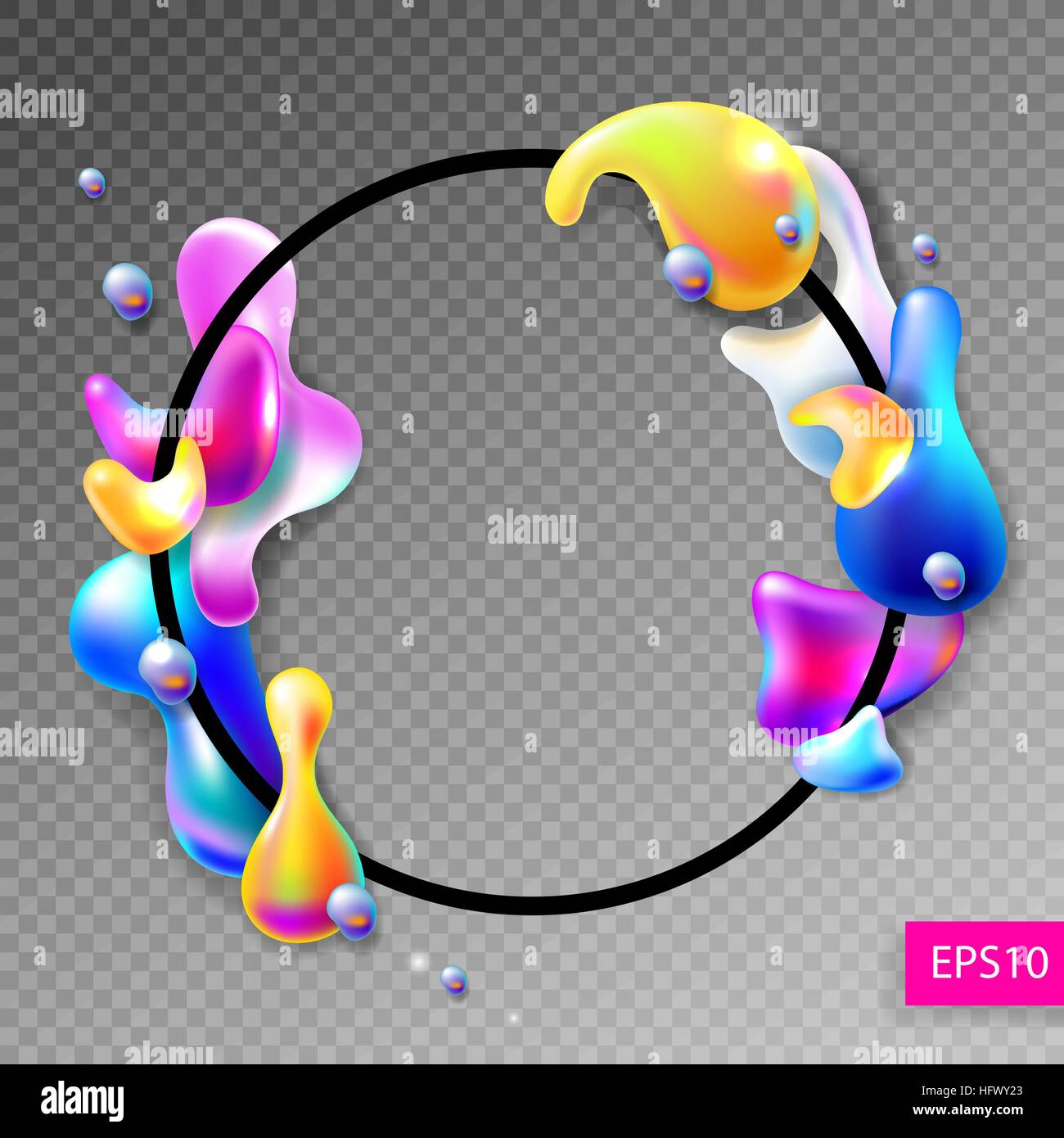 abstract bright colorful plasma drops shapes with a black circle Stock ...