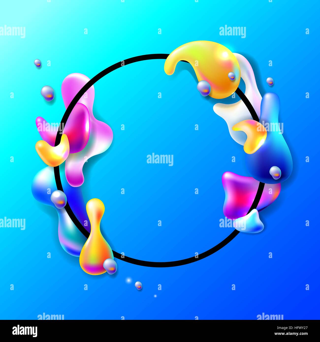 abstract bright colorful plasma drops shapes with a black circle Stock ...