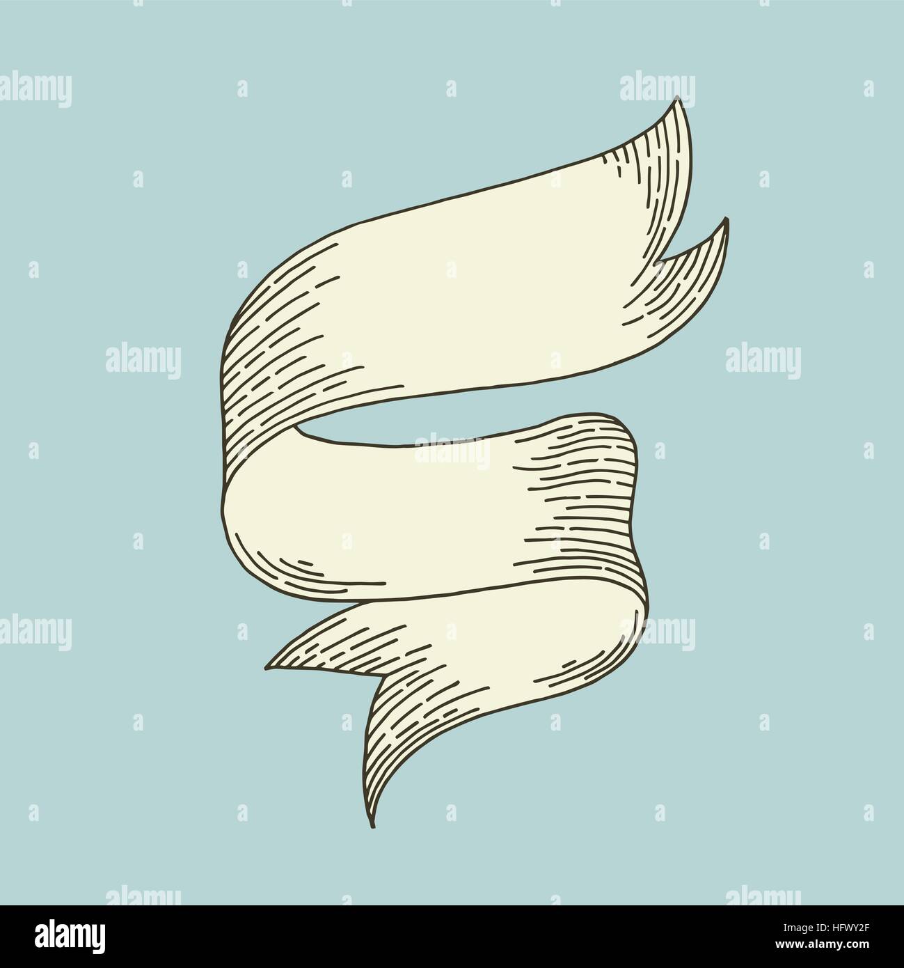 hand drawing ribbon in engraving old vintage style design elemen Stock ...