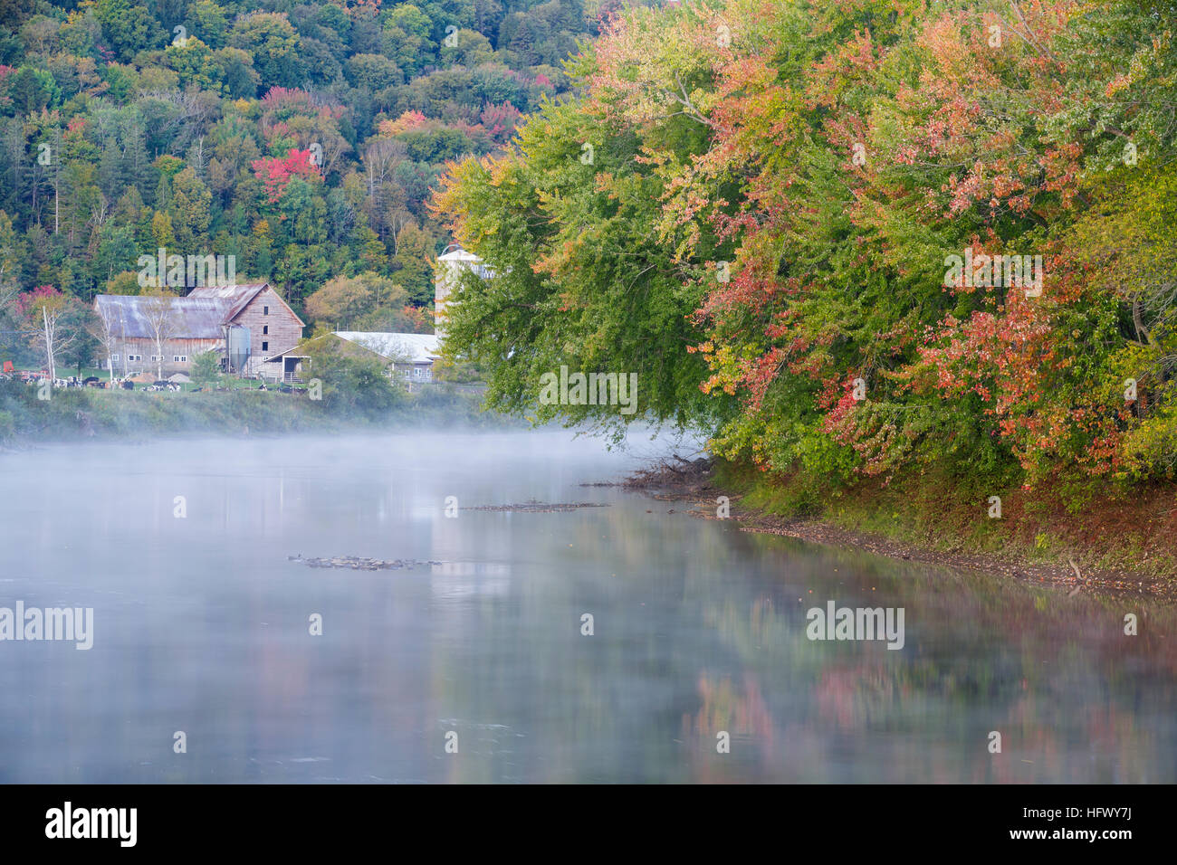 Farm along the Connecticut River in Maidstone, Vermont during the ...