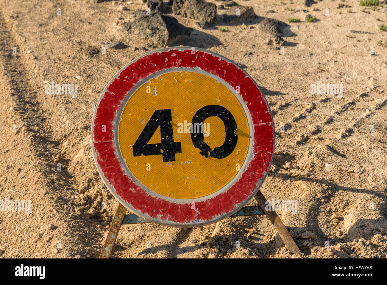 Road sign limitation 40 Stock Photo - Alamy