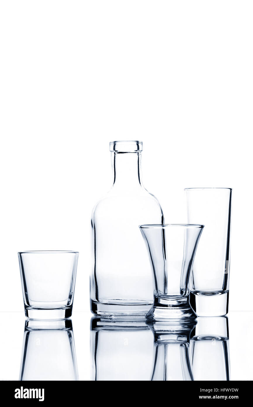 Empty transparent glassware on the white background Stock Photo - Alamy
