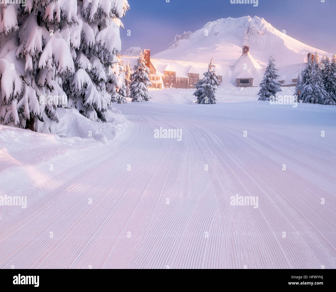 First light on Historic Timberline Lodge on the slopes of Oregon's ...
