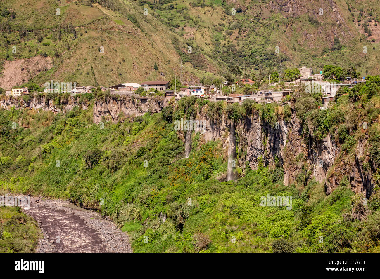 Banos City Landscape, Pastaza River On The Background, Ecuador, South ...