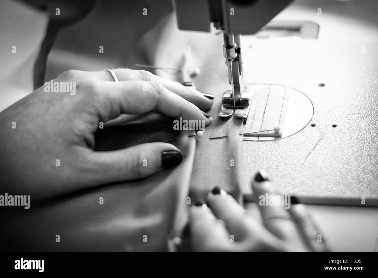 Black sewing machine Black and White Stock Photos & Images - Alamy