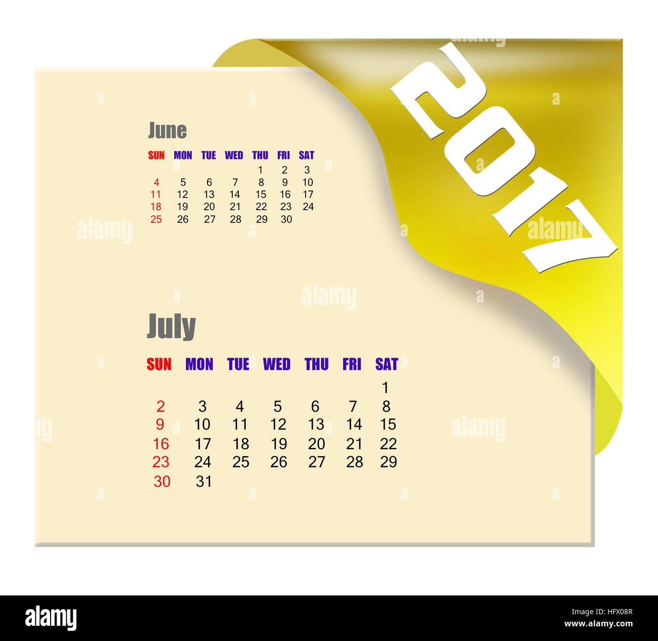 July calendar Cut Out Stock Images & Pictures - Alamy