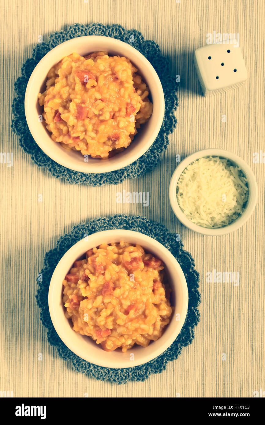 Fresh homemade carrot risotto made with pureed carrot and roasted ...