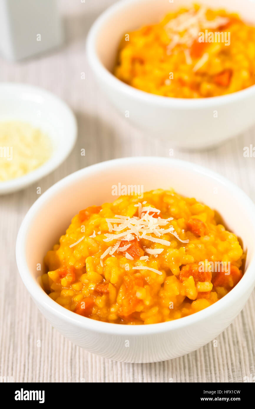 Fresh homemade carrot risotto made with pureed carrot and roasted ...
