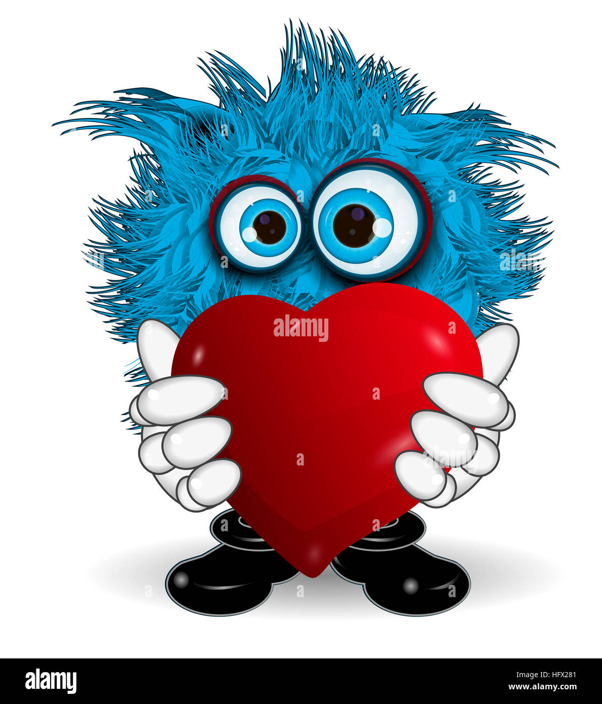 Illustration Blue Monster Keeps Red Symbol Heart Stock Photo - Alamy