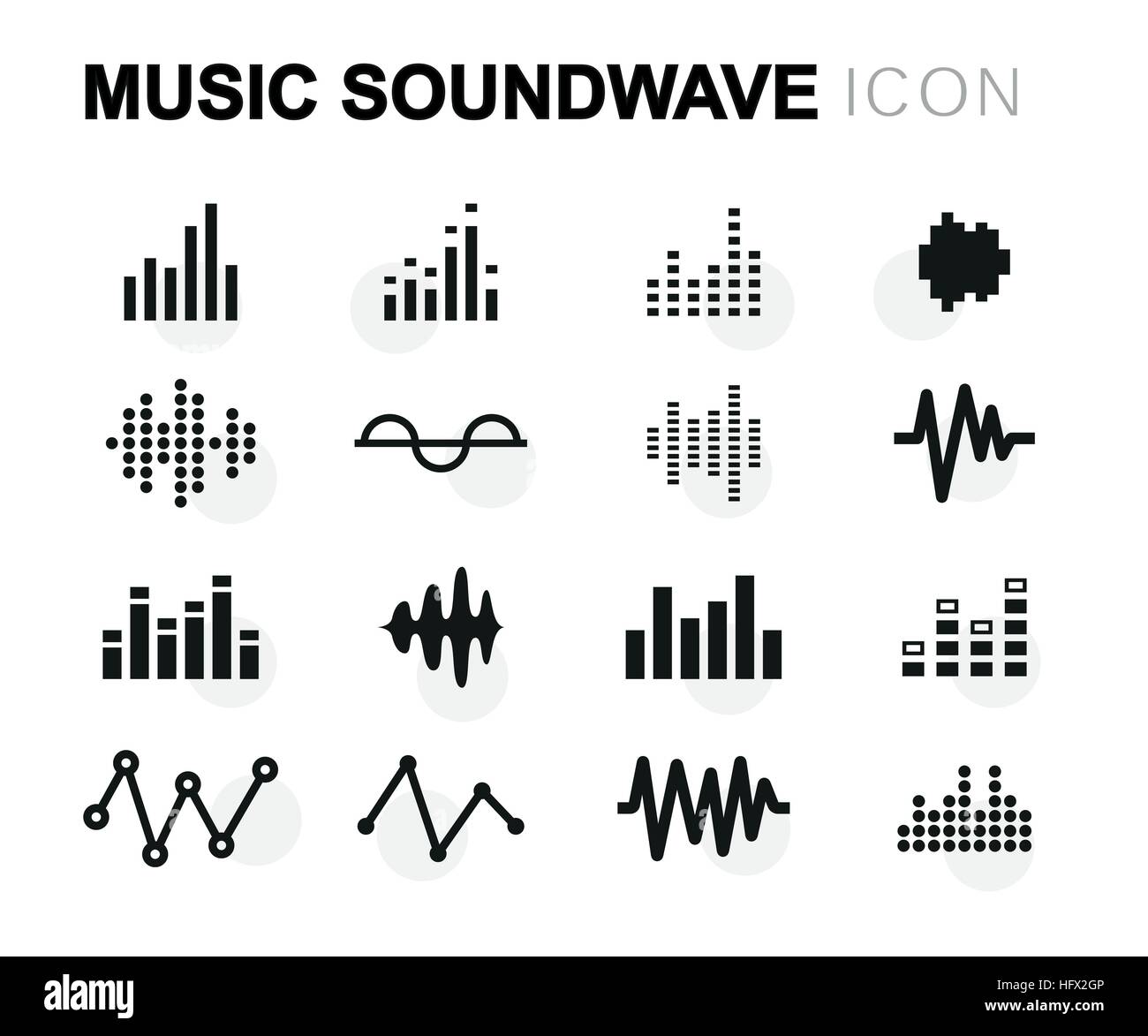 Vector flat music soundwave icons set on white background Stock Vector ...