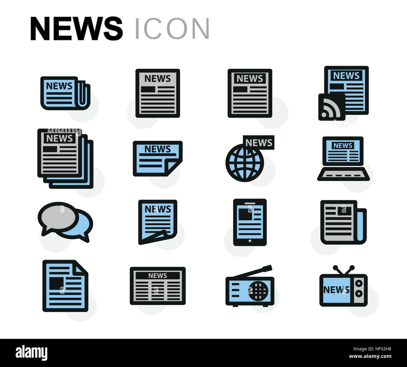 Vector flat news icons set on white background Stock Vector Image & Art ...