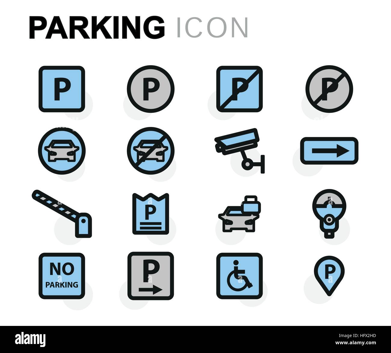 Vector flat parking icons set on white background Stock Vector Image ...