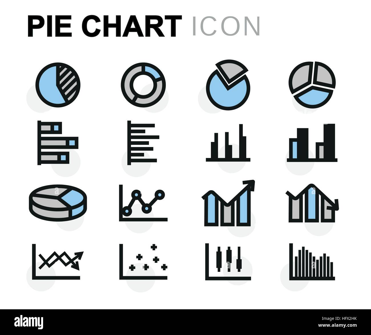 Vector flat pie chart icons set on white background Stock Vector Image ...