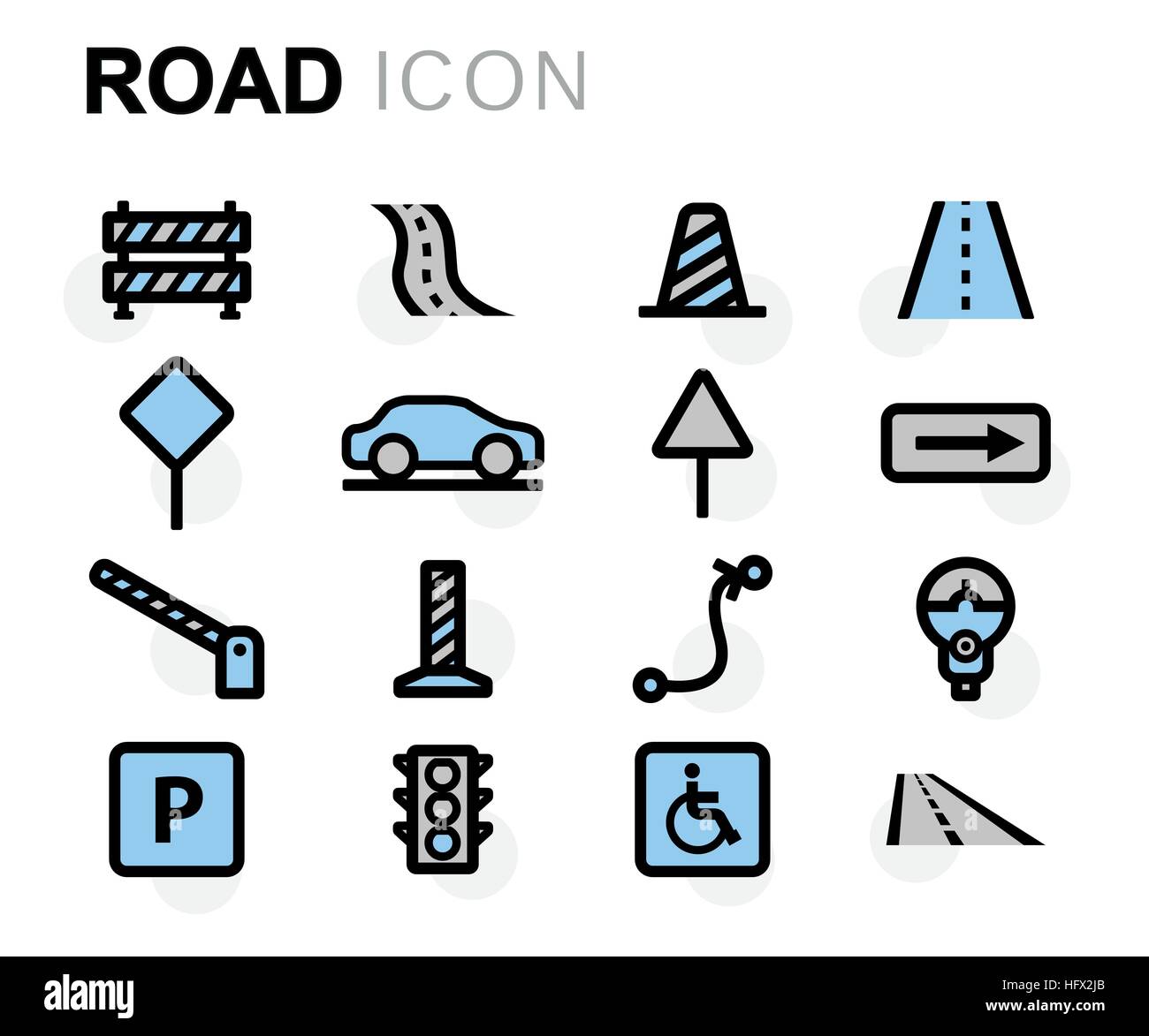 Vector flat road icons set on white background Stock Vector Image & Art ...