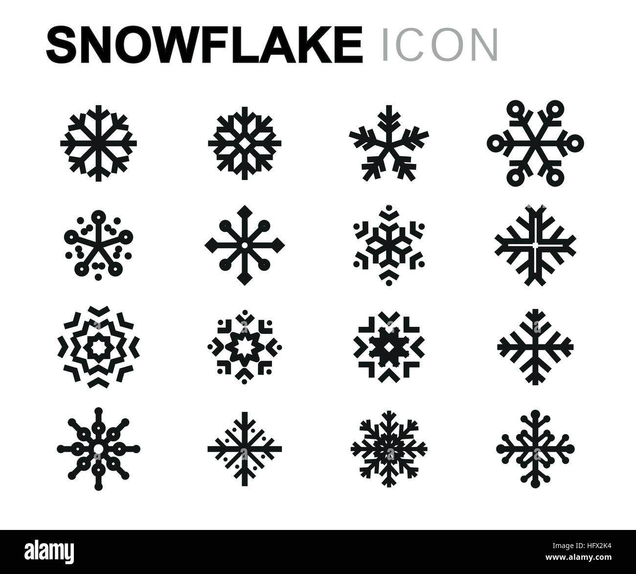 Vector line snowflake icons set on white background Stock Vector Image ...