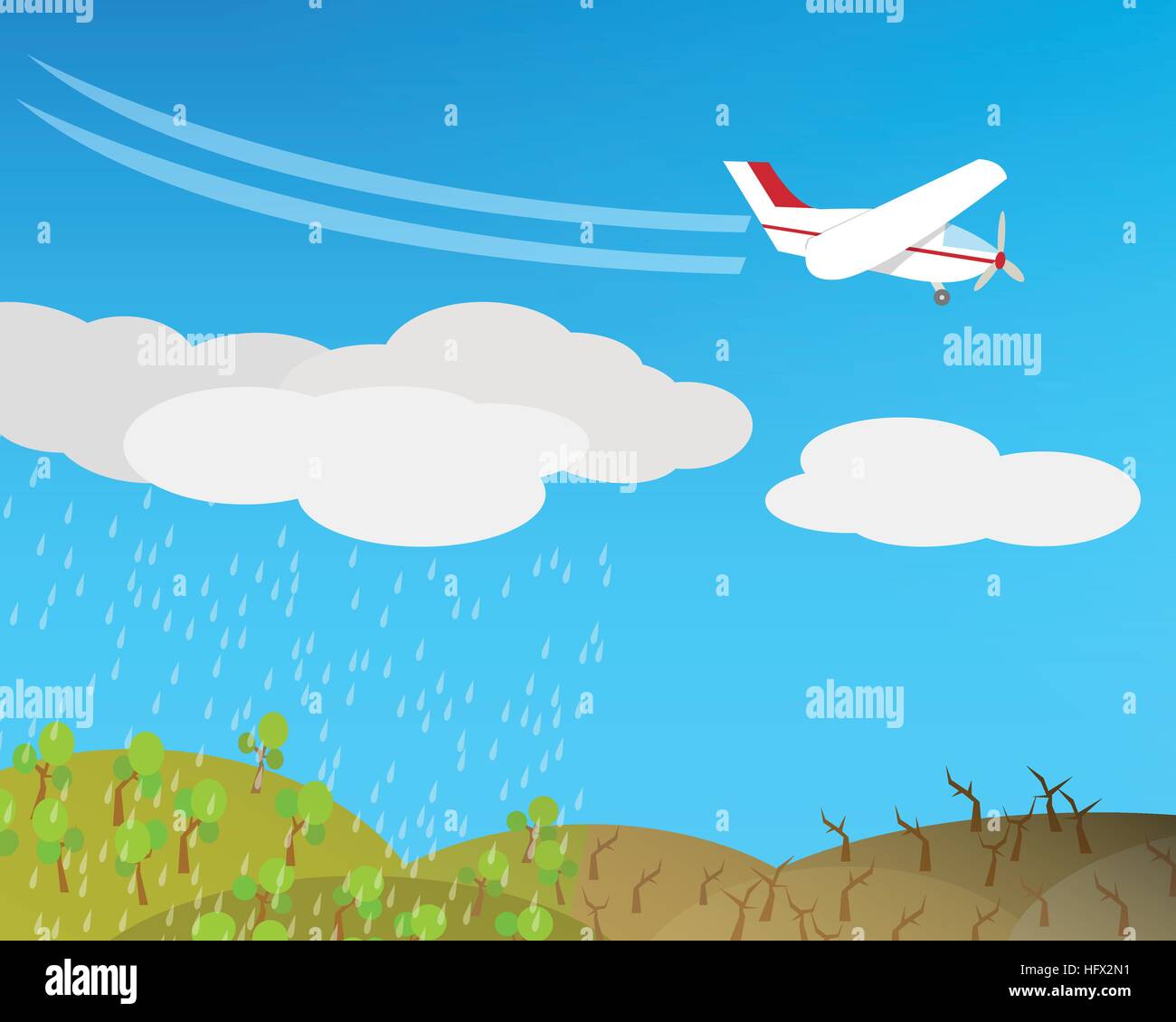 Artificial rain, Rainmaking, Cloud seeding,vector design Stock Vector ...