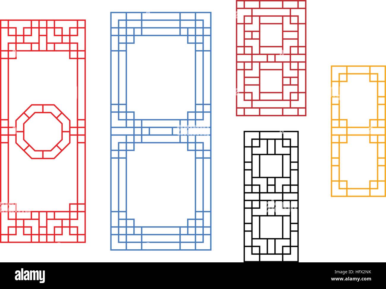 Rectangle Chinese window with pattern, vector design Stock Vector Image ...