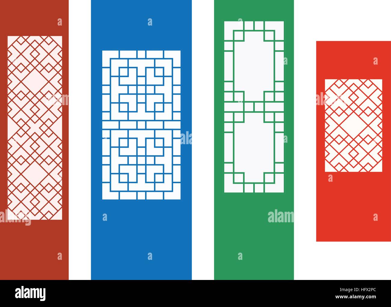 Korean ornament for wall, and window in flat, vector Stock Vector Image ...