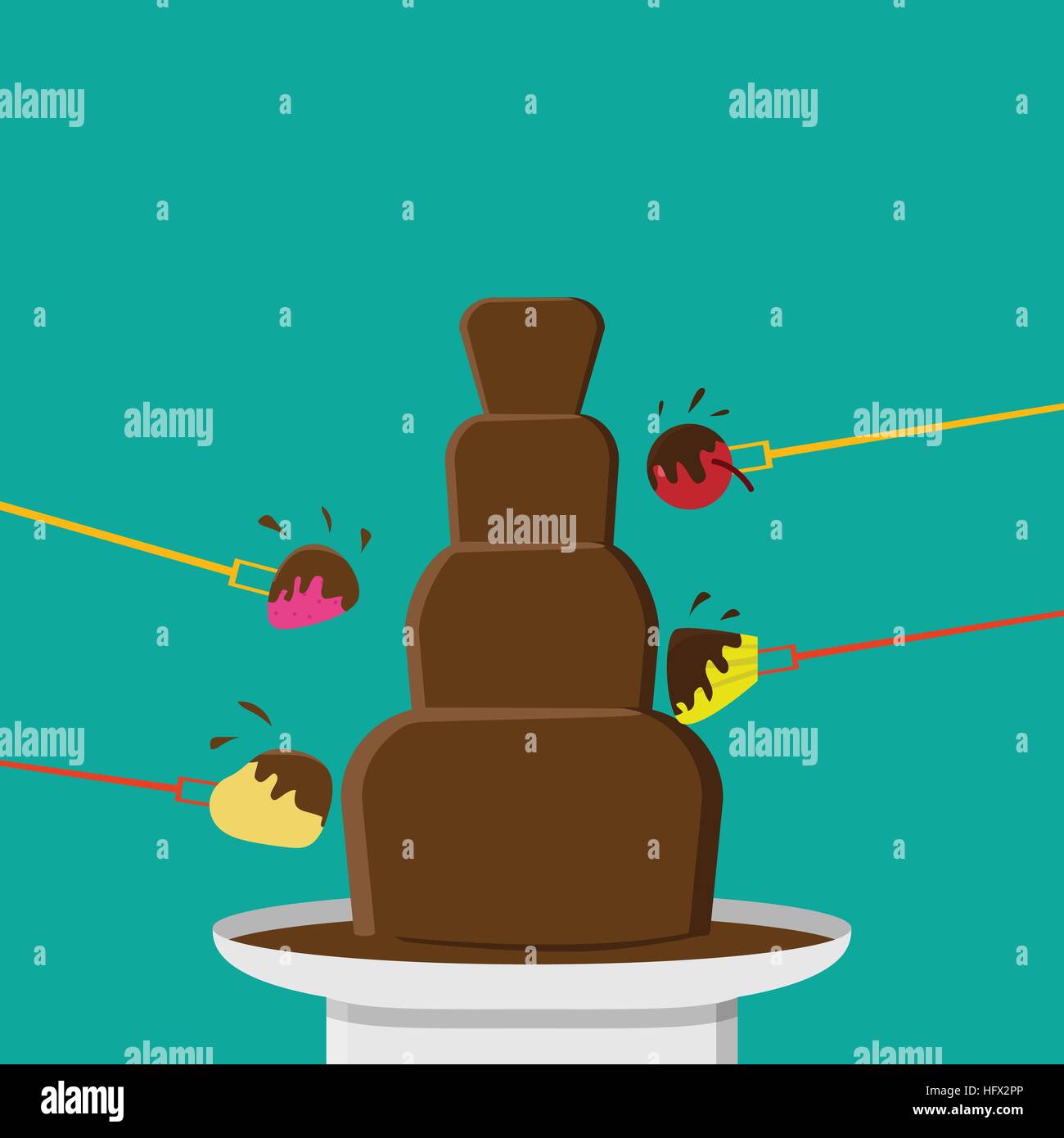Chocolate Fondue party in flat style, vector design Stock Vector Image ...
