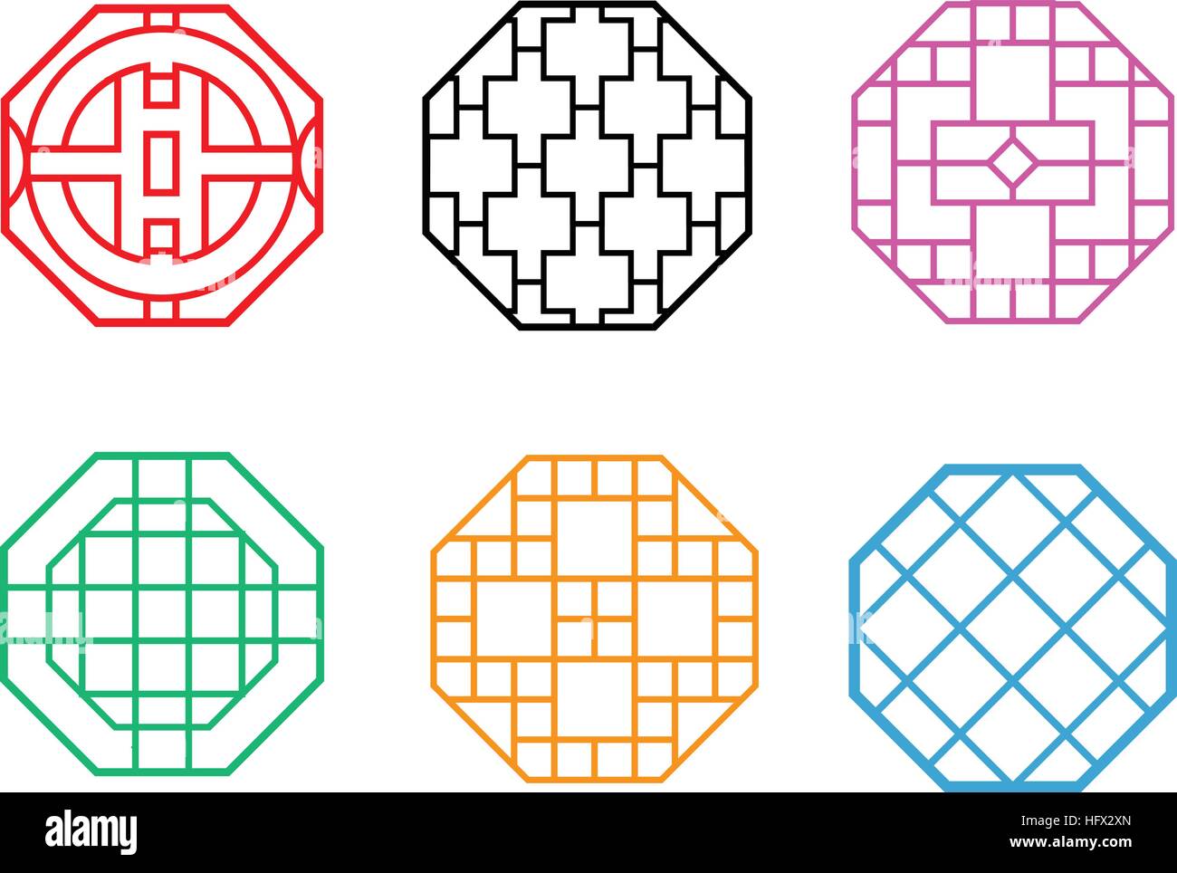 Modern Hexagon Korean pattern window frame, vector Stock Vector Image ...