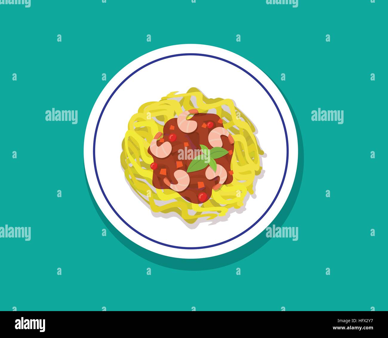 Shrimp dish tomato sauce in Stock Vector Images - Alamy
