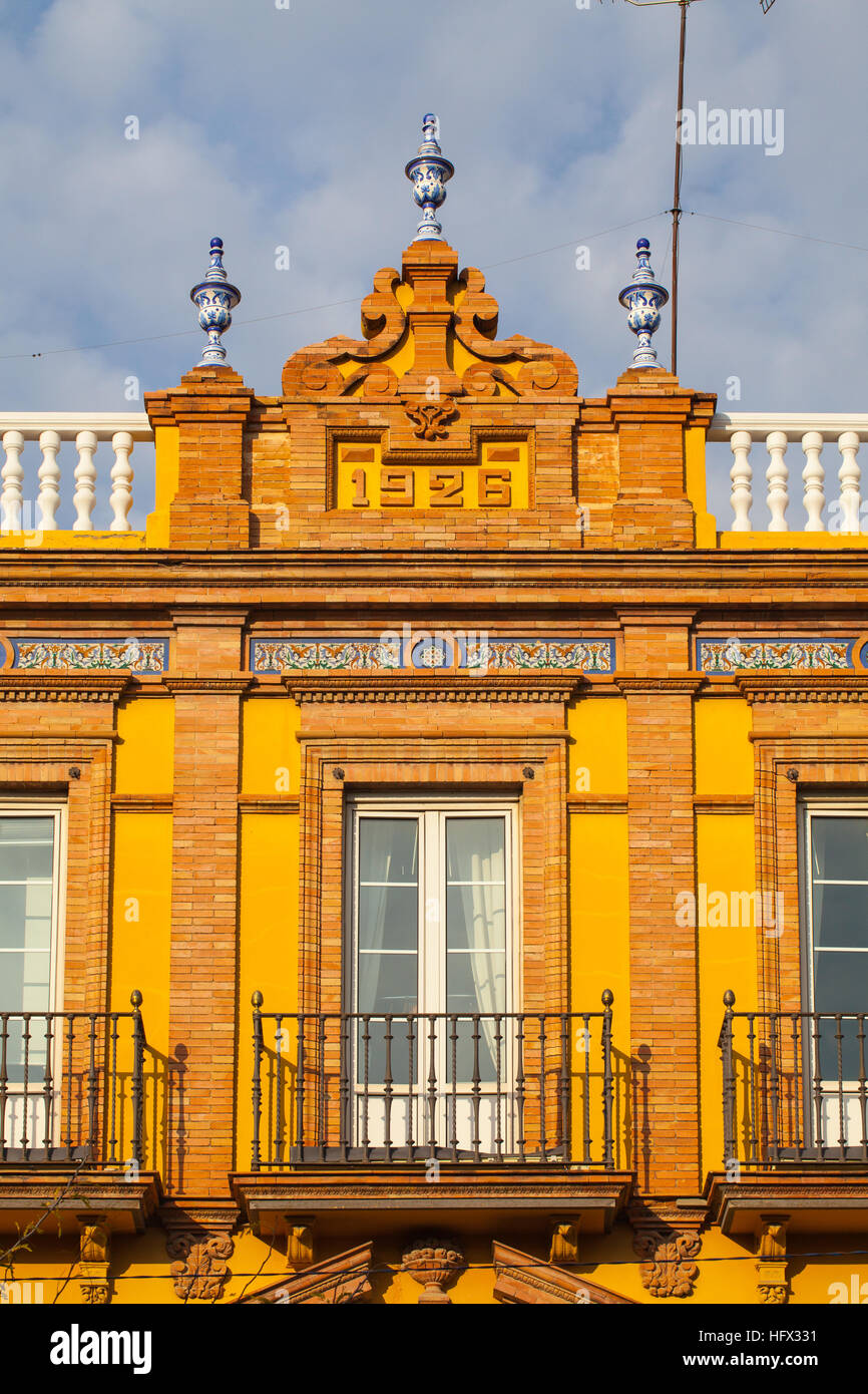 Detail of historic building in the city centre of Seville,Andalusia ...