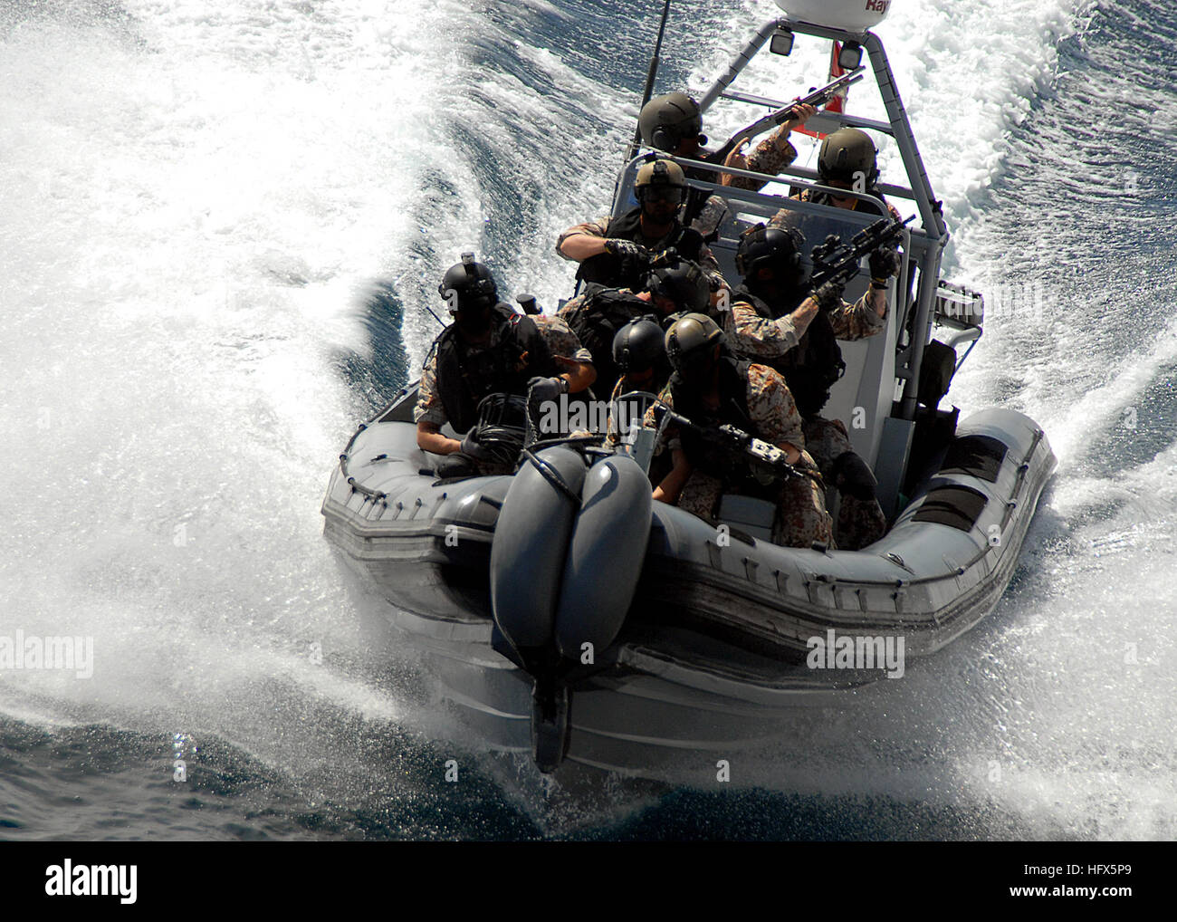 Visit, board, search and seizure (VBSS) team from Dutch support ship ...