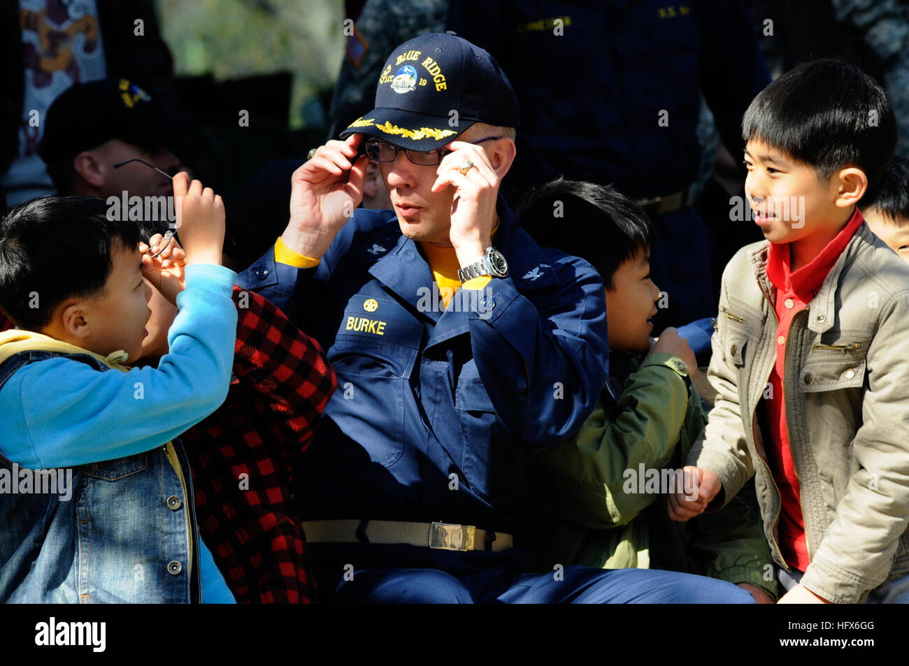Capt. Thom W. Burke, commanding officer of the amphibious command ship ...