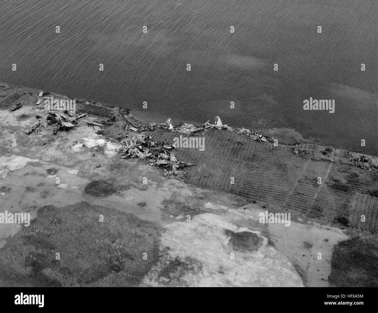 Wrecked aircraft on Eten island Truk in August 1944 Stock Photo - Alamy