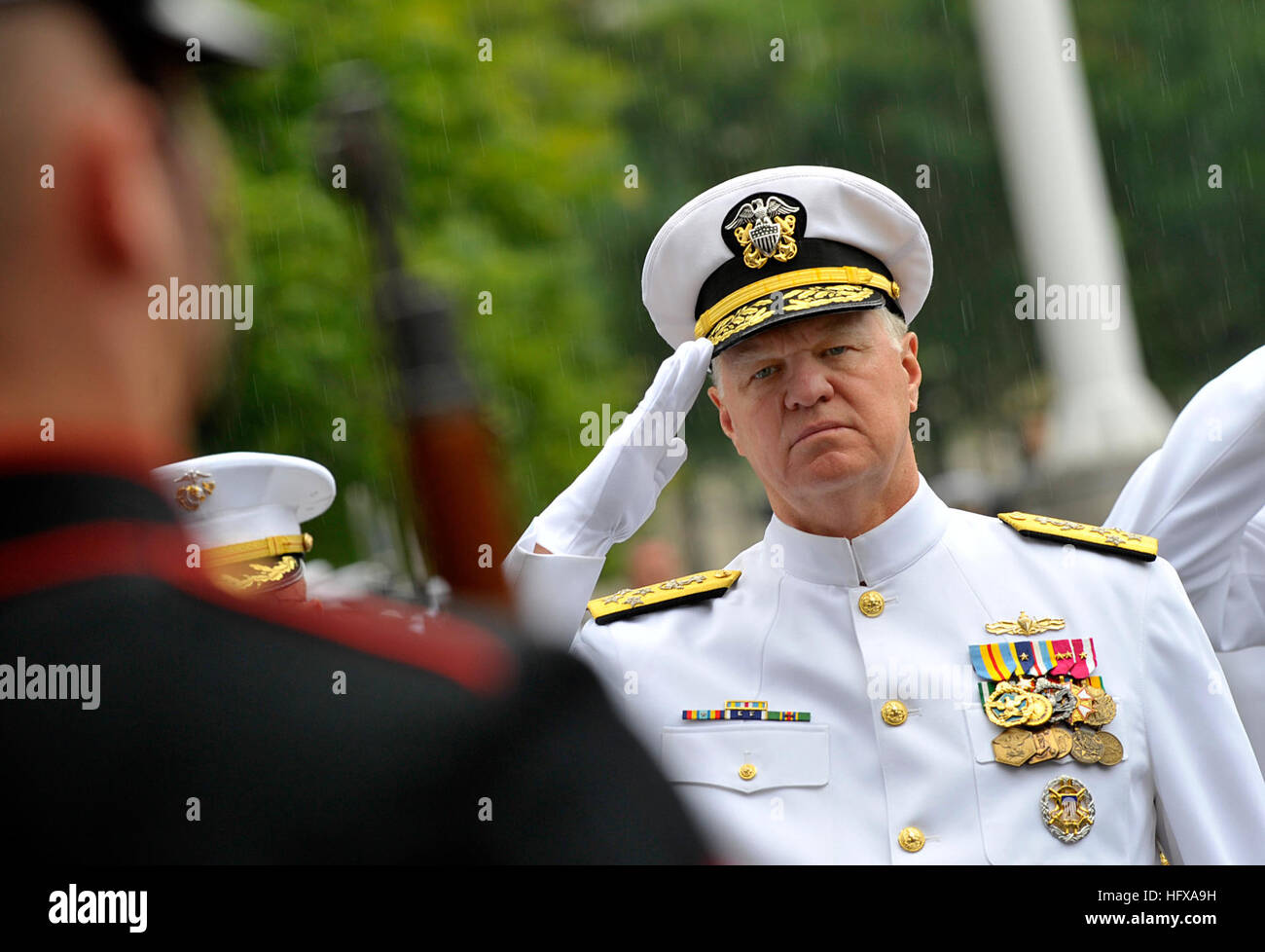 The Navy and Marine Corps ceremonial guard is honored at the Battle of ...