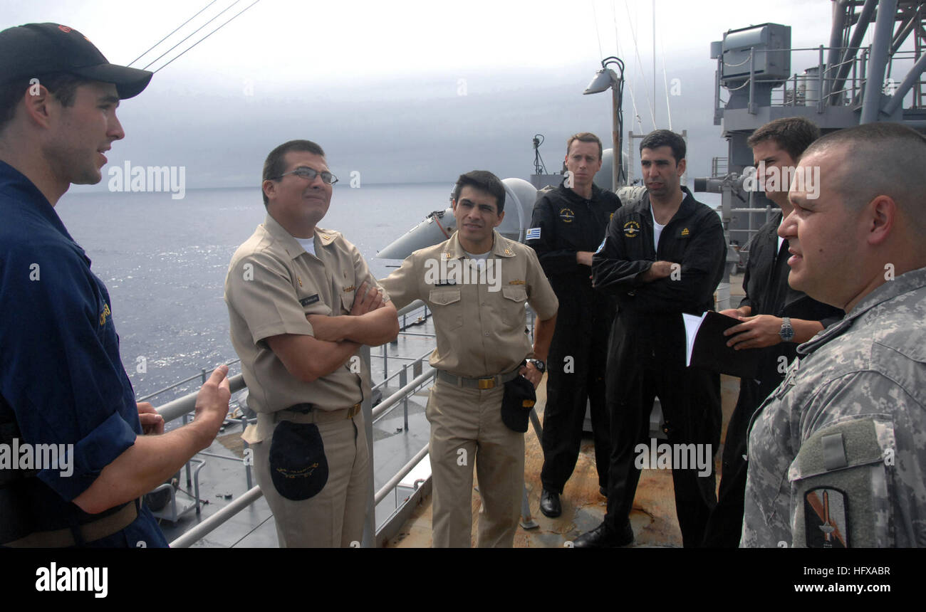 USS Oak Hill (LSD 51) conducts a bridge tour for Peruvian and Uruguayan ...