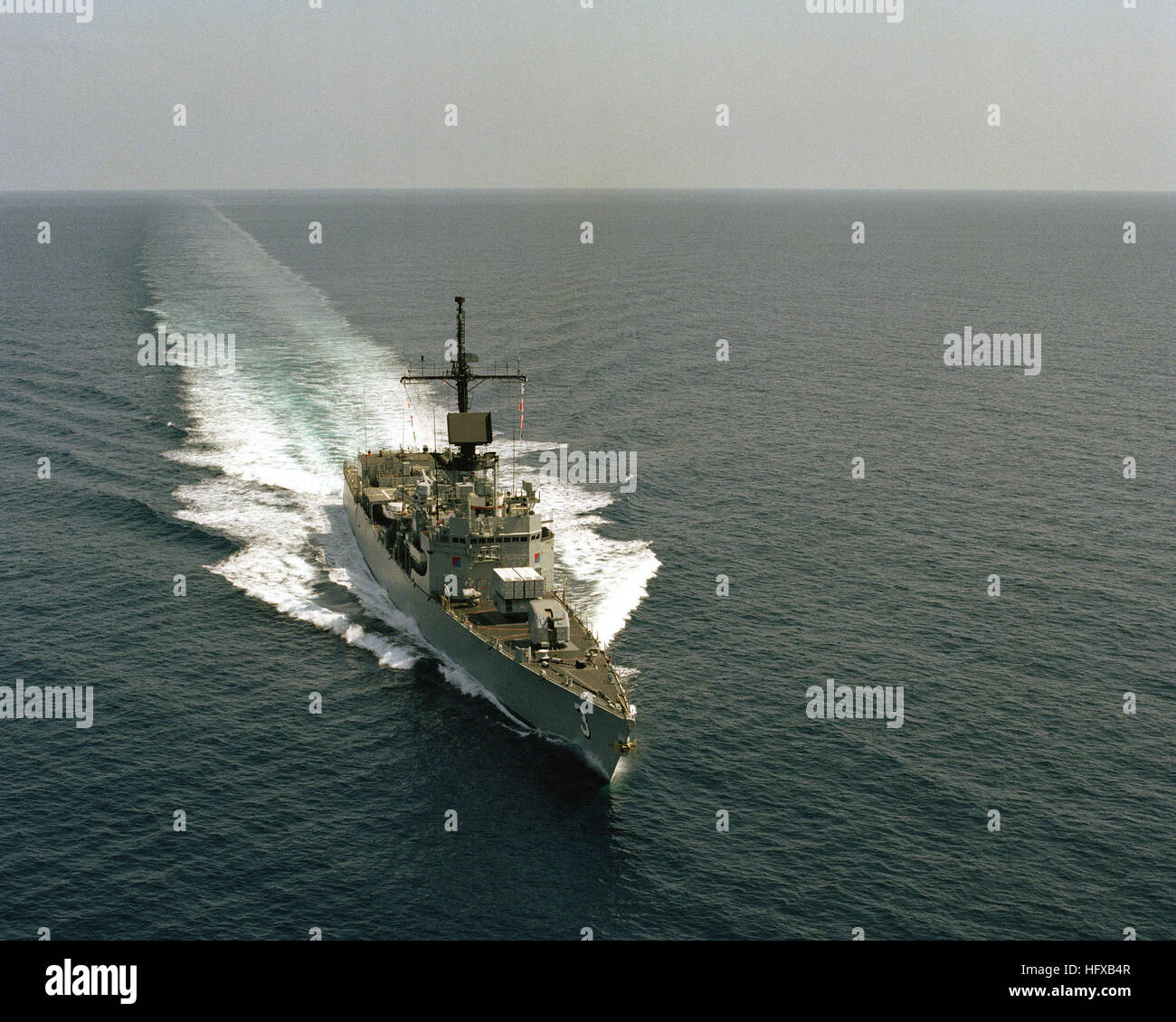 A starboard bow view of the guided missile frigate USS SCHOFIELD (FFG 3 ...