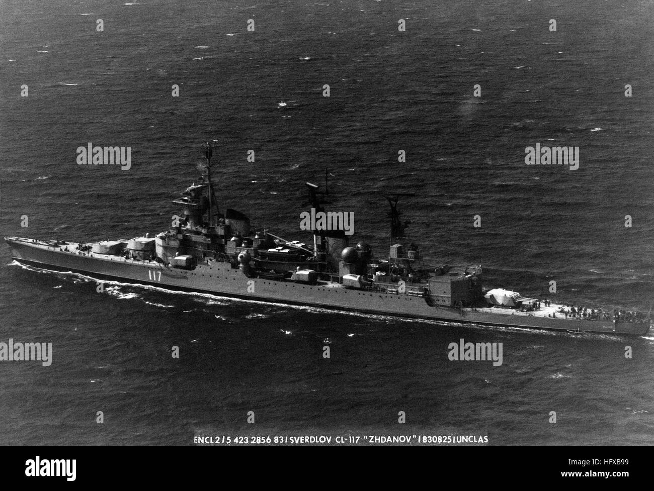 A port quarter view of the Soviet Sverdlov class command cruiser ...